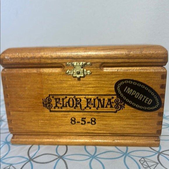 Accents | Flor Fina Empty Wooden Cigar Box With Gold Accents | Poshmark